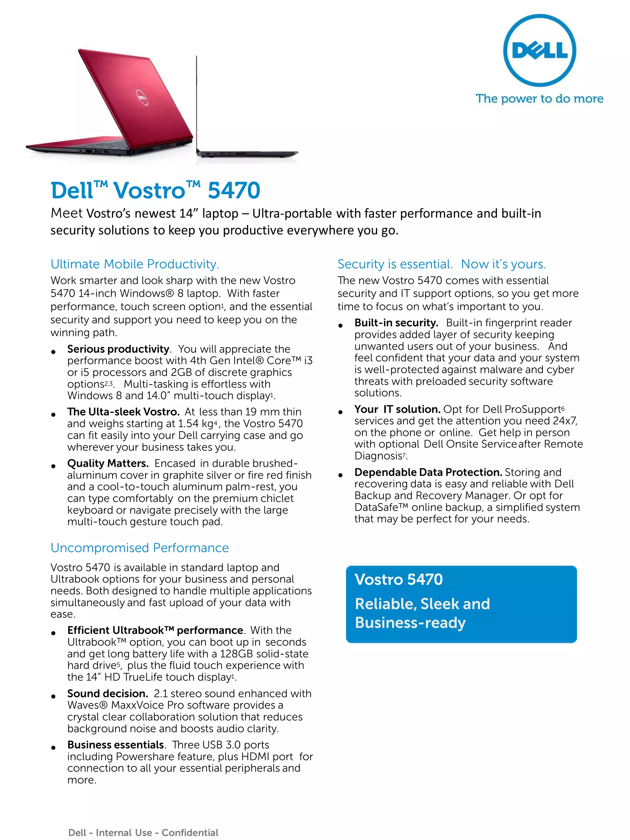 Vostro 5470 spec-sheet | PDF | Laptops | Computing