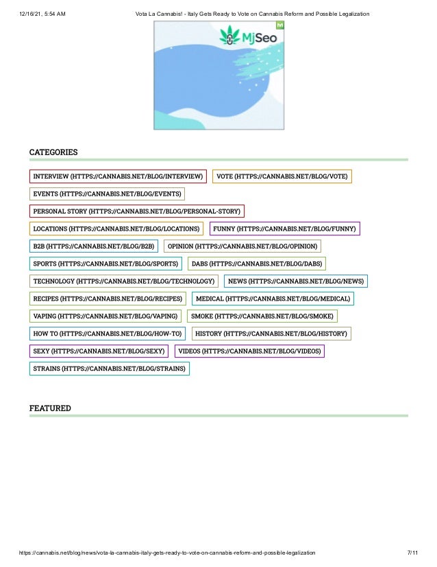 Italy Gets Ready for Marijuana Reform on New Ballot Iniative | PDF