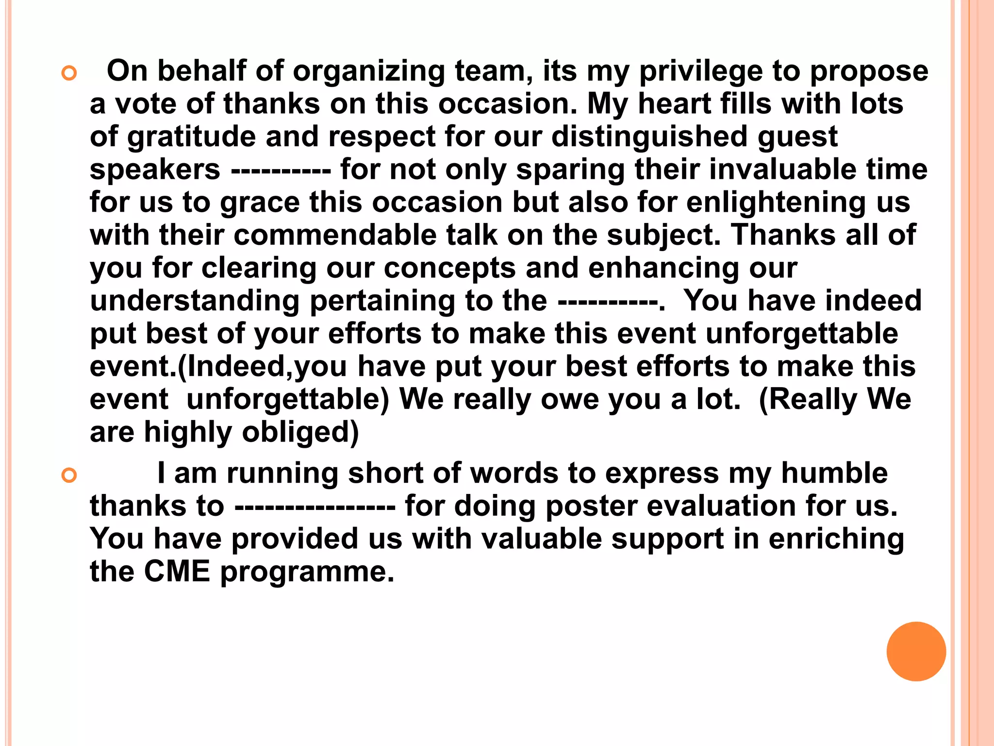 Vote of thanks | PPTX