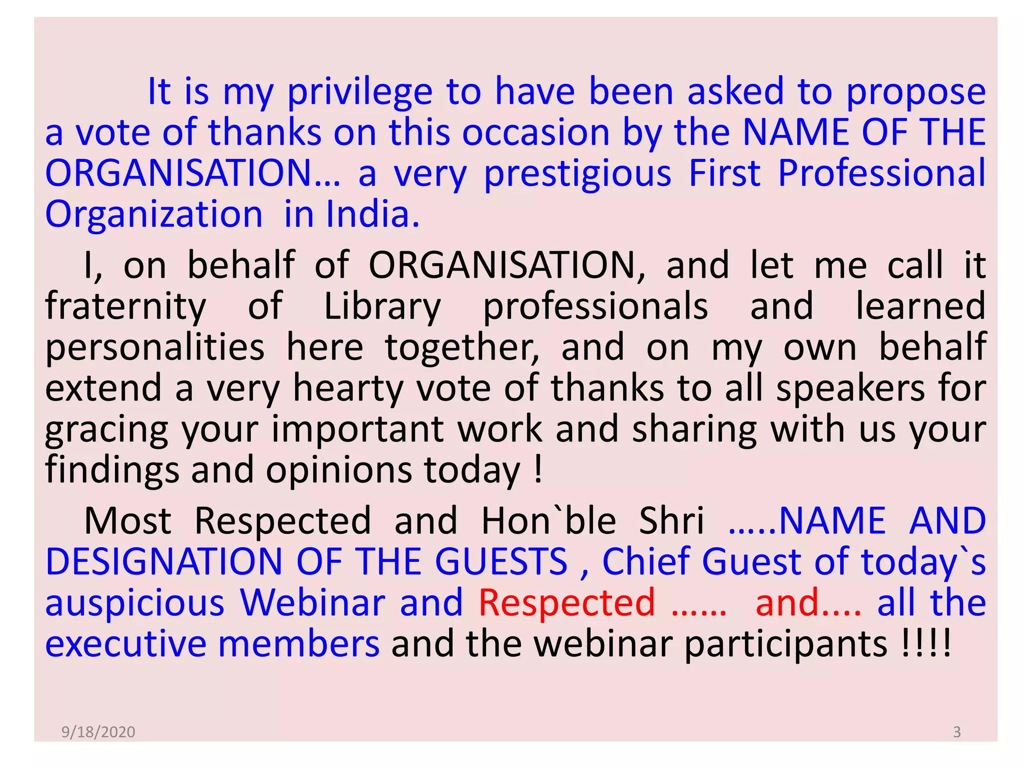 Vote of thanks | PPT