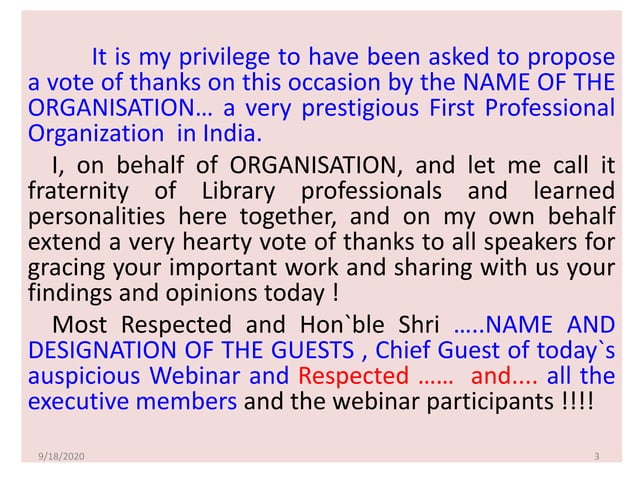 Vote of thanks | PPT