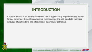 VOTE OF THANKS - GROUP TWO BY KNUST STUDENTS | PPT