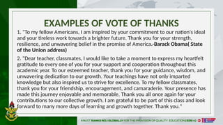 VOTE OF THANKS - GROUP TWO BY KNUST STUDENTS | PPT