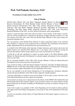 Vote of Thanks Sample | ODT