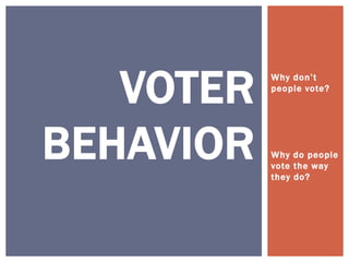 Voter behavior | PPTX | Civic affairs | Politics