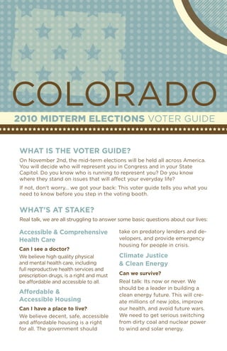 Colorado 2010 Mid Term Voter Guide | PDF