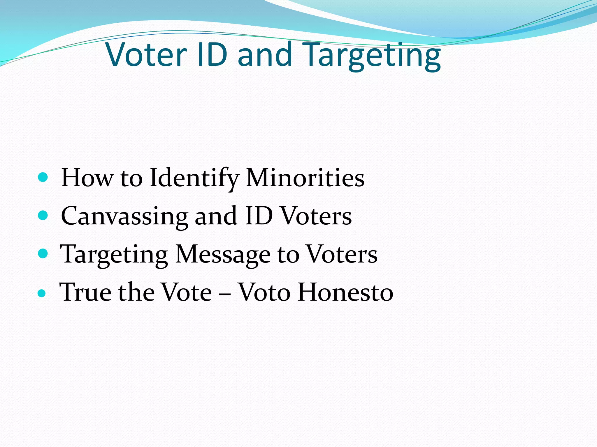 Voter id targeting and election integrity | PDF