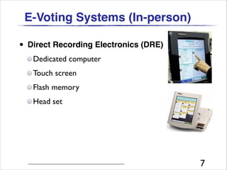 An Overview of E-Voting Systems and Vote Verification Techniques | PPT ...