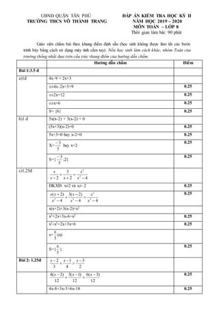Đề Thi HK2 Toán 6 - THCS Võ Thành Trang | PDF