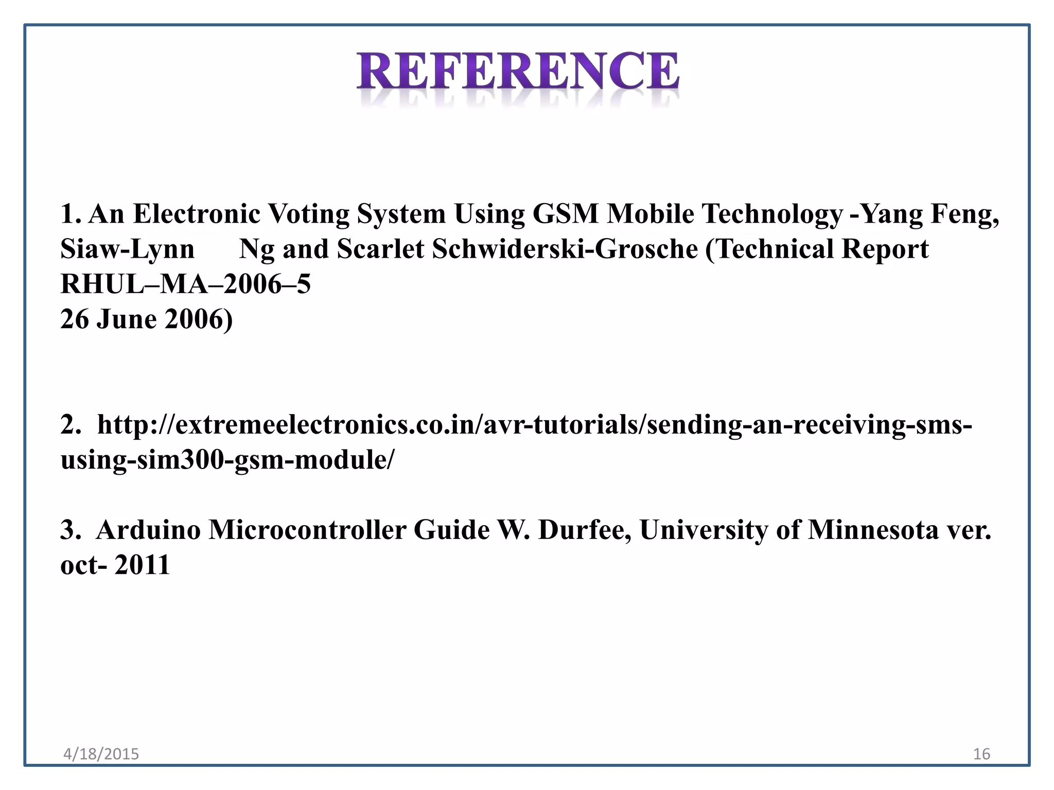 gsm based Voting system | PPTX