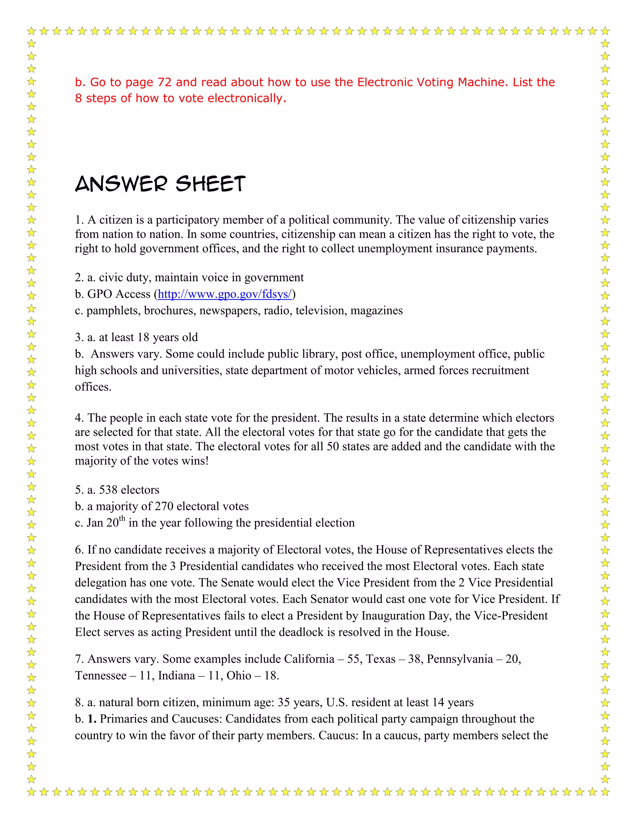 Voting & election webquest | PDF