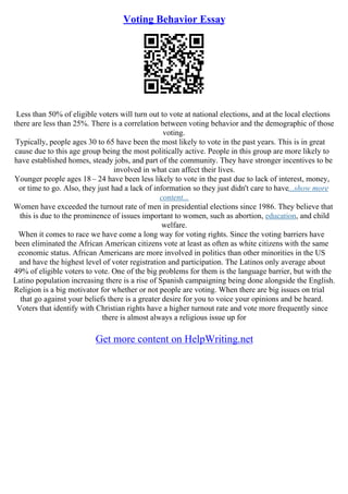 Voting Essay | PDF