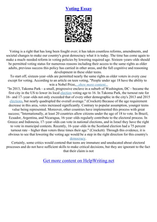 Voting Essay | PDF
