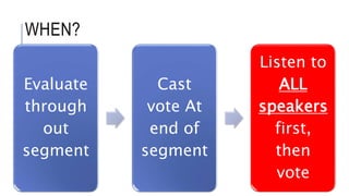 Voting for speech segments in a toastmasters club | PPT