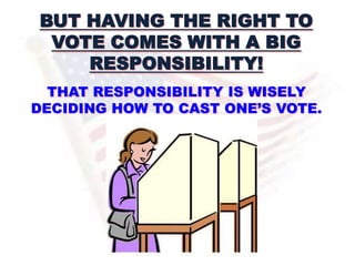Voting, Your Right, Your Responsibility | PPTX | Elections | Politics