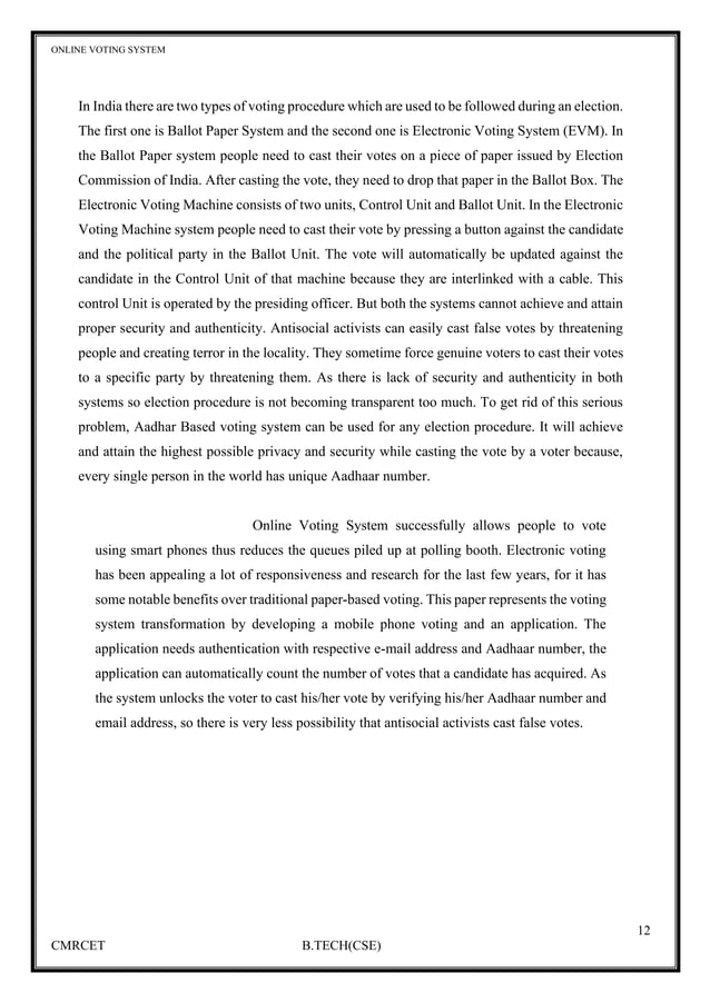 voting project mini project .pdf | Internet | Computing