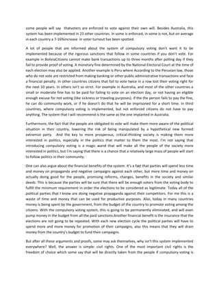 Voting should be compulsory in democratic societies | DOCX