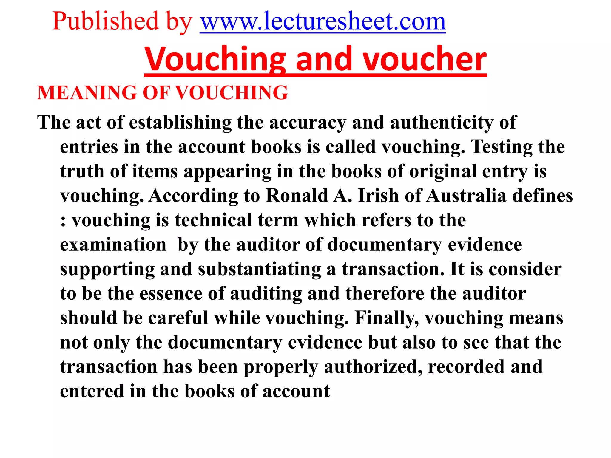 Vouching and voucher | PDF