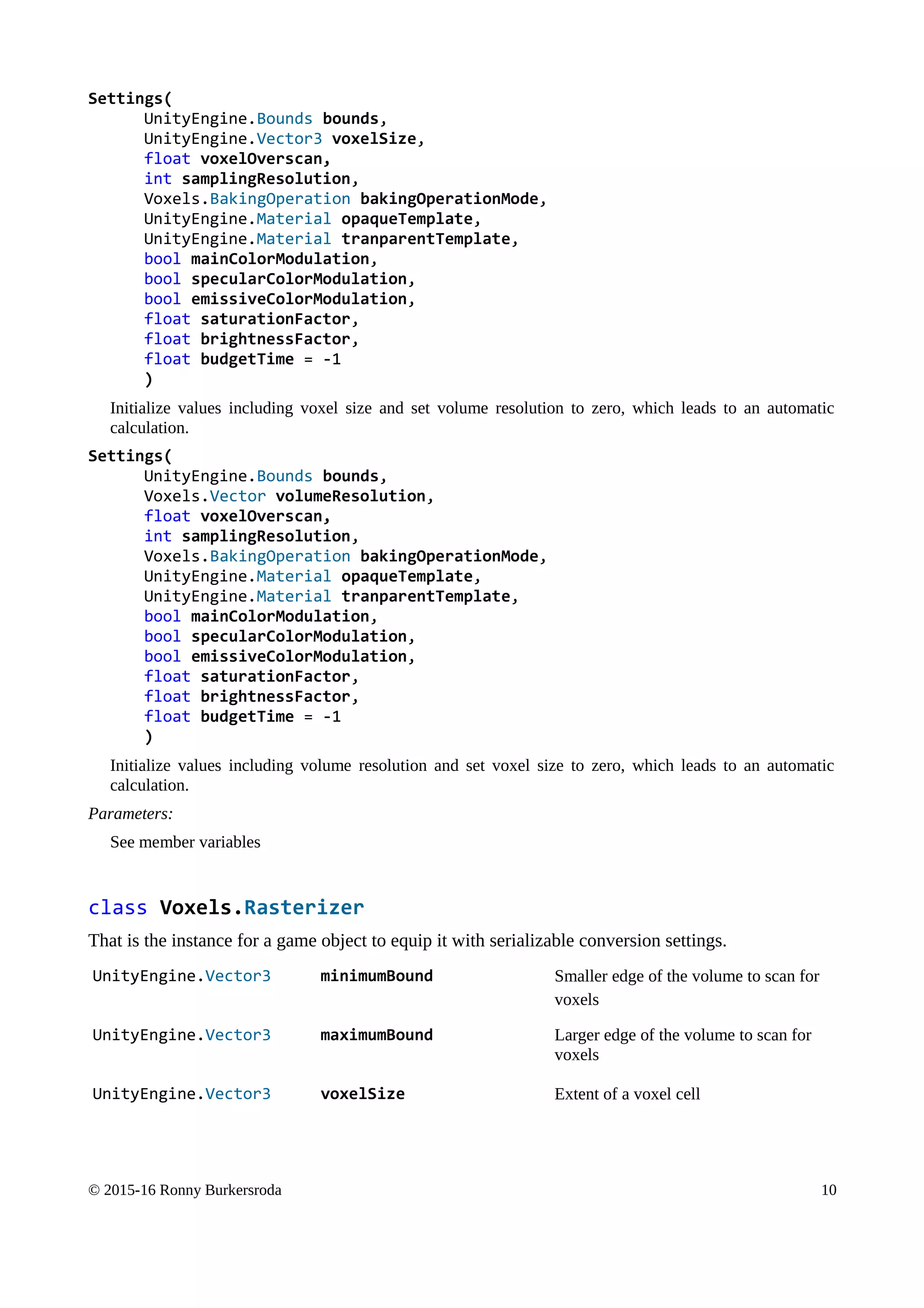 Voxels for Unity: Rasterizer manual (1.05) | PDF