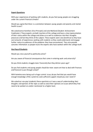 Vox pop:expert questions | DOCX