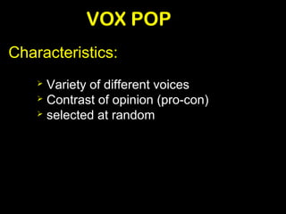 Voxpop & interviewing for radio | PPT