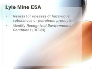 Voyageurs National Park Lyle Mine Remediation: Part 1-Environmental ...