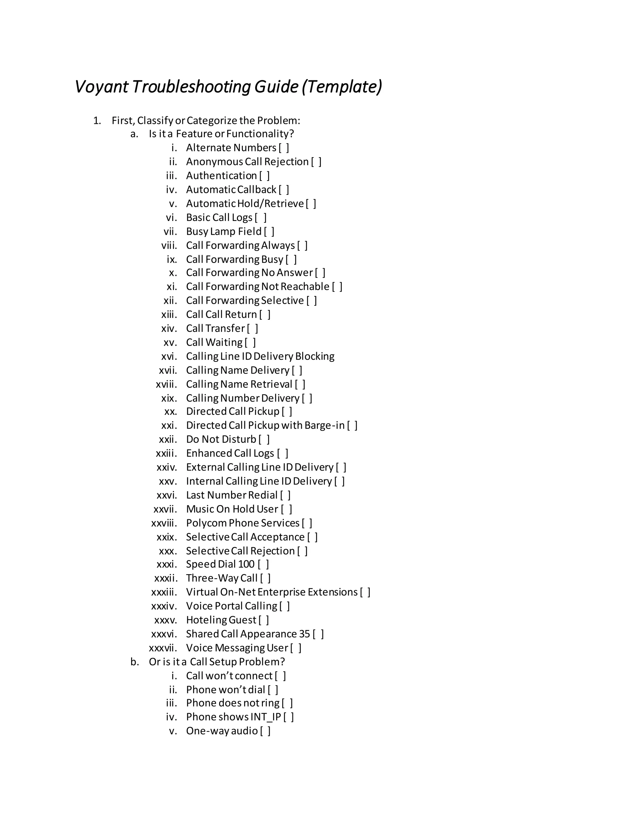 Voyant Troubleshooting Guide (template) | DOCX