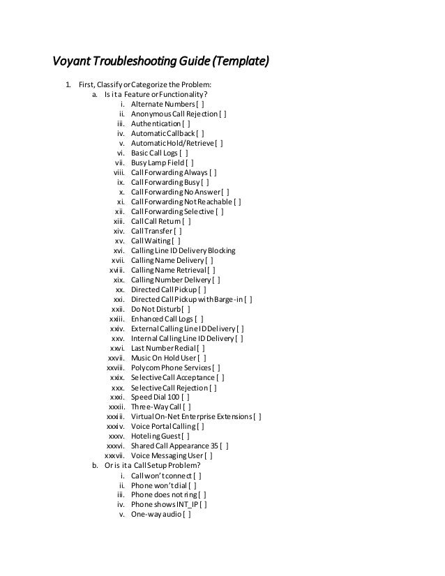 Voyant Troubleshooting Guide (template)