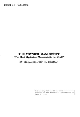 Voynich manuscript mysterious | PDF