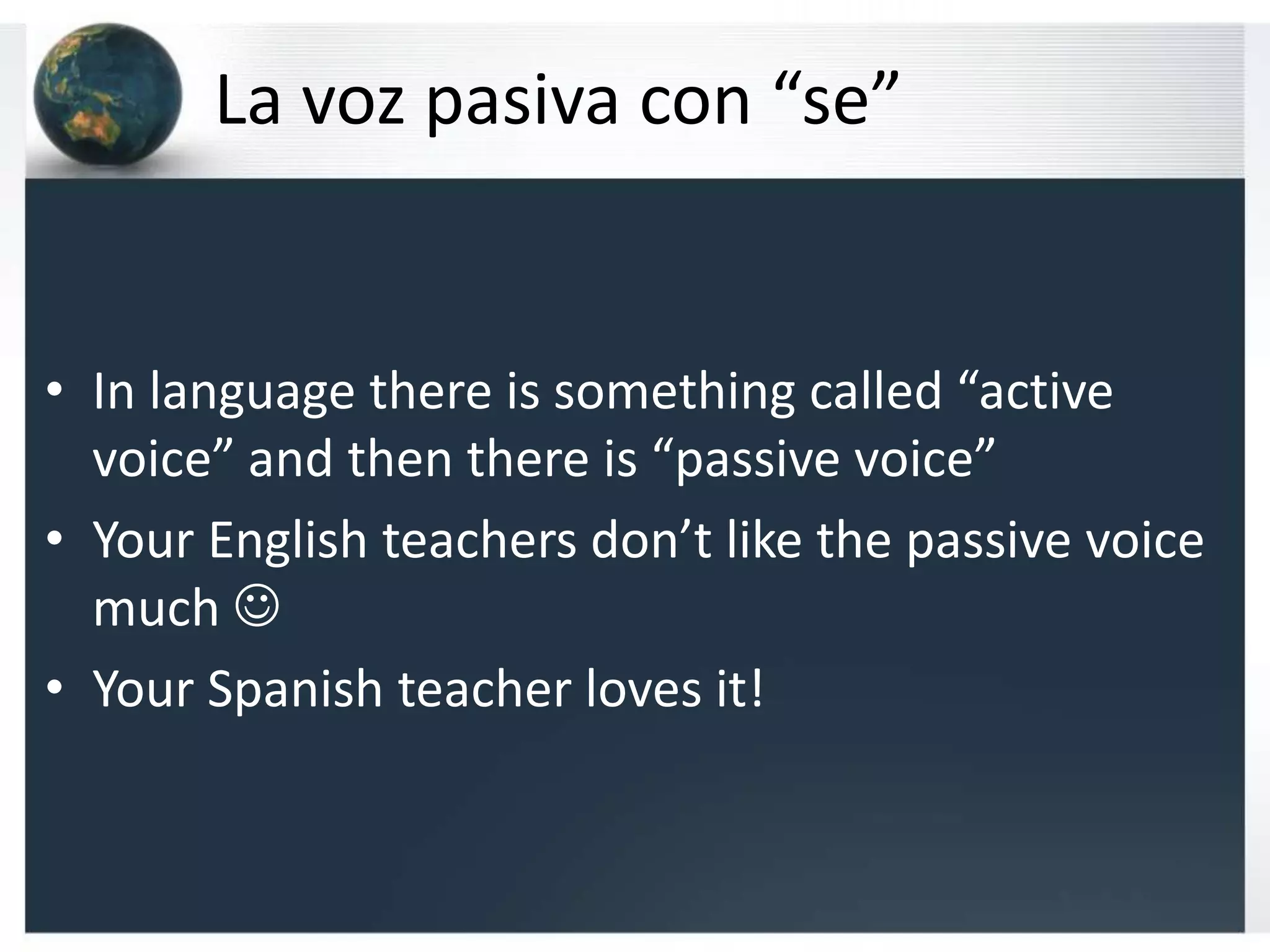Voz pasiva con se | PPT