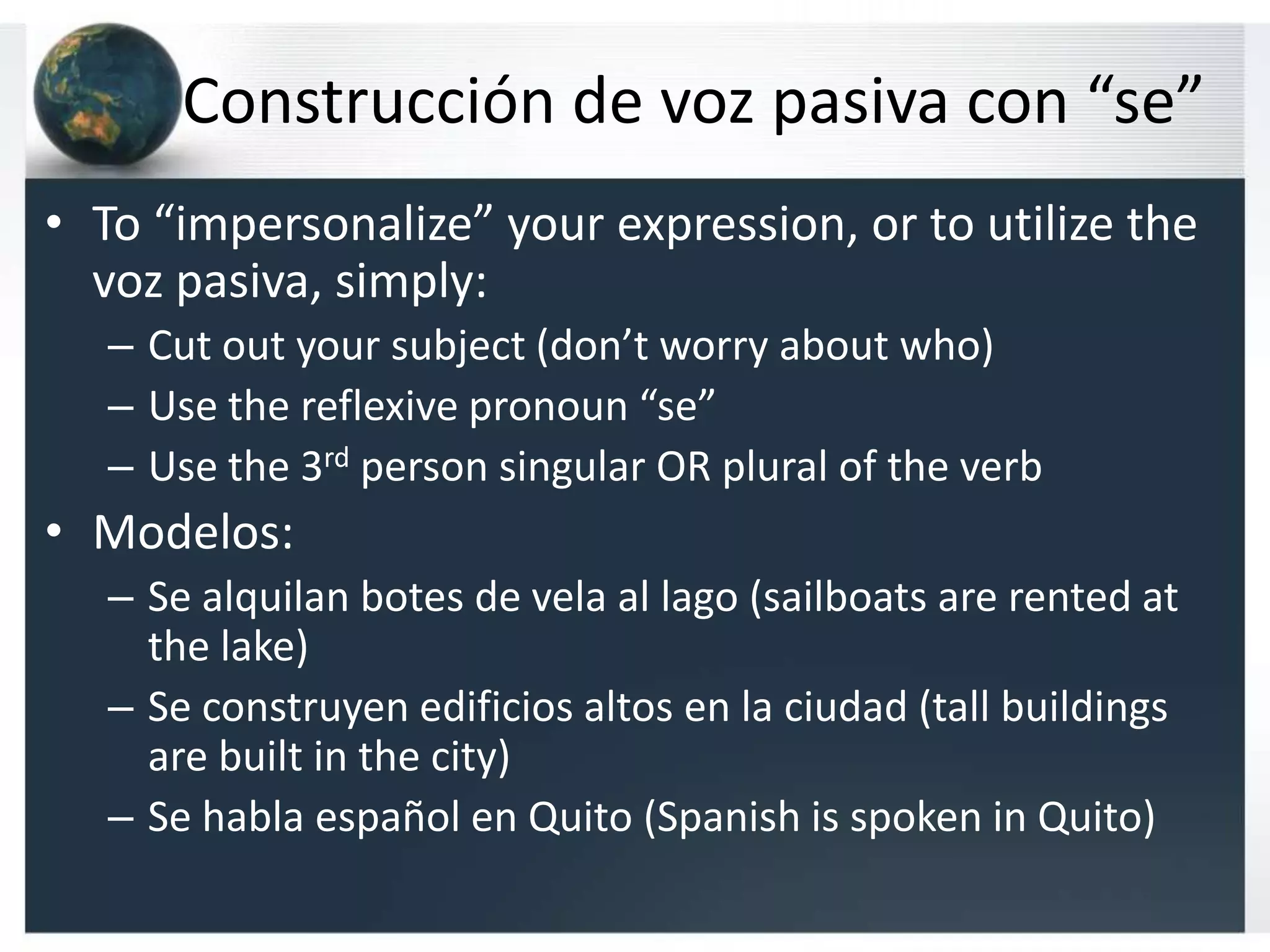 Voz pasiva con se | PPT