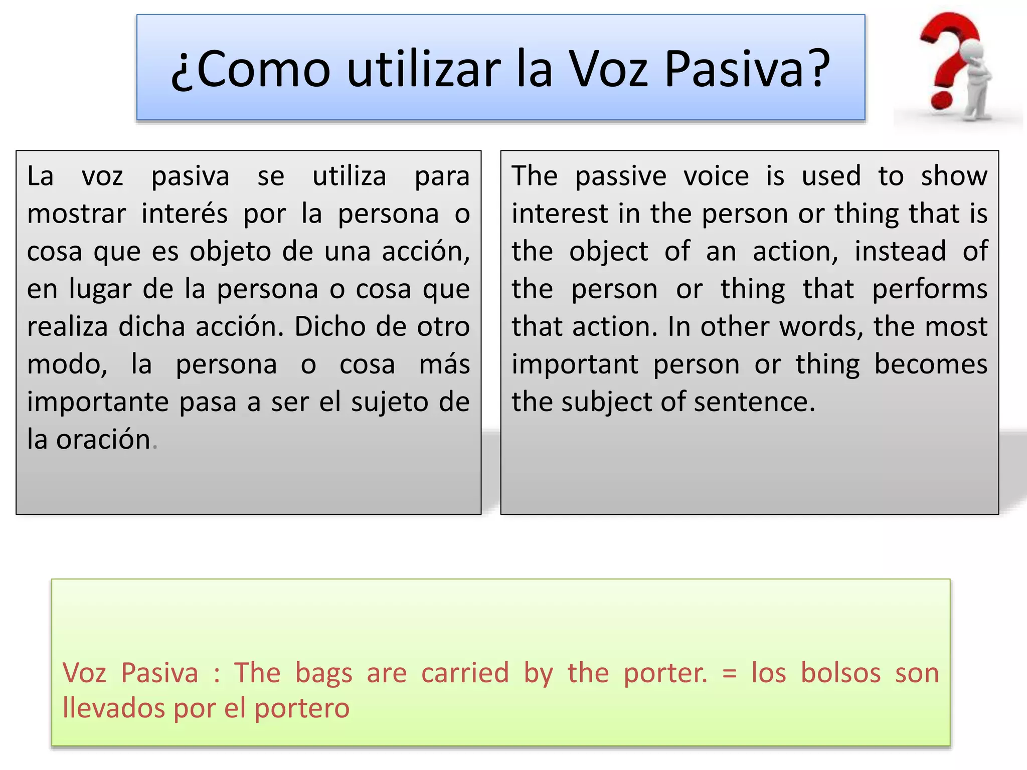 Voz pasiva y voz activa | PPTX