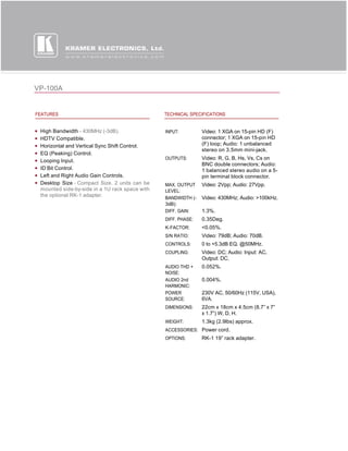 Kramer VP-100A | PDF | Digital Audio | Computer Software and Applications