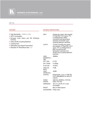 Kramer VP-10 | PDF