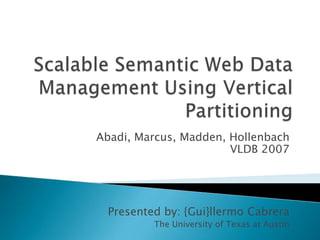Review: Scalable Semantic Web Data Management Using Vertical Partitioning | PPTX