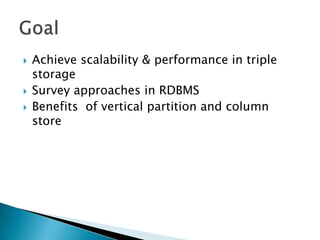 Review: Scalable Semantic Web Data Management Using Vertical Partitioning | PPTX