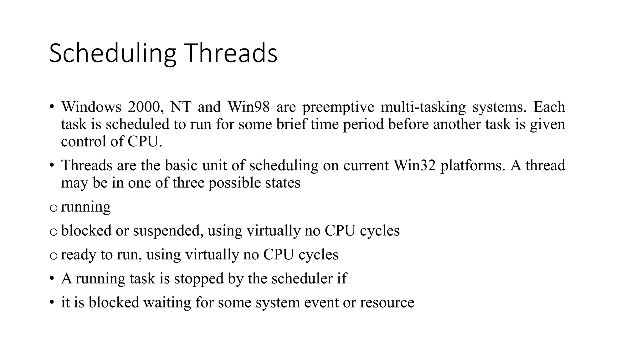 Scheduling Thread | PPTX | Operating Systems | Computer Software and Applications