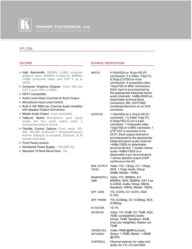 Kramer VP-23N | PDF