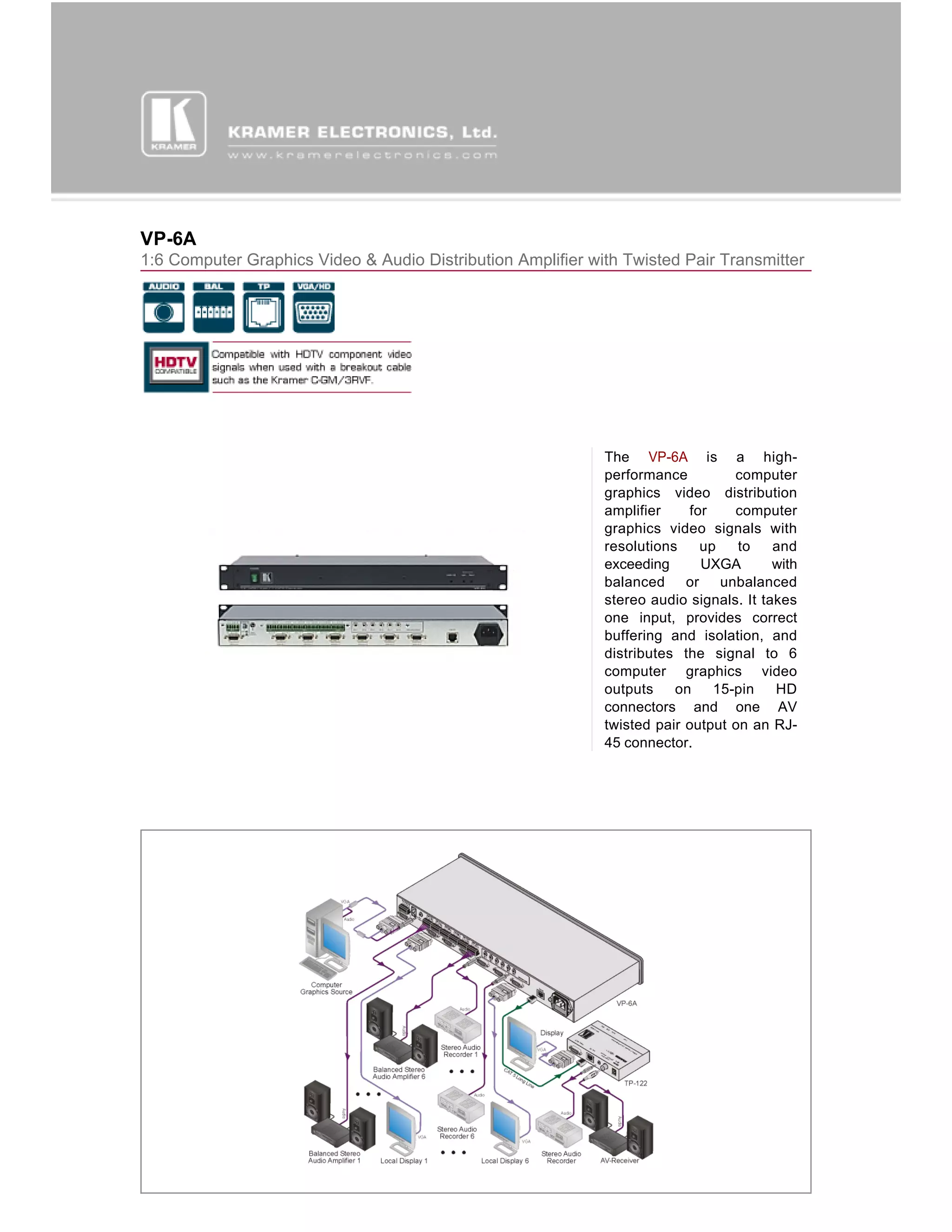 Kramer VP-6A | PDF
