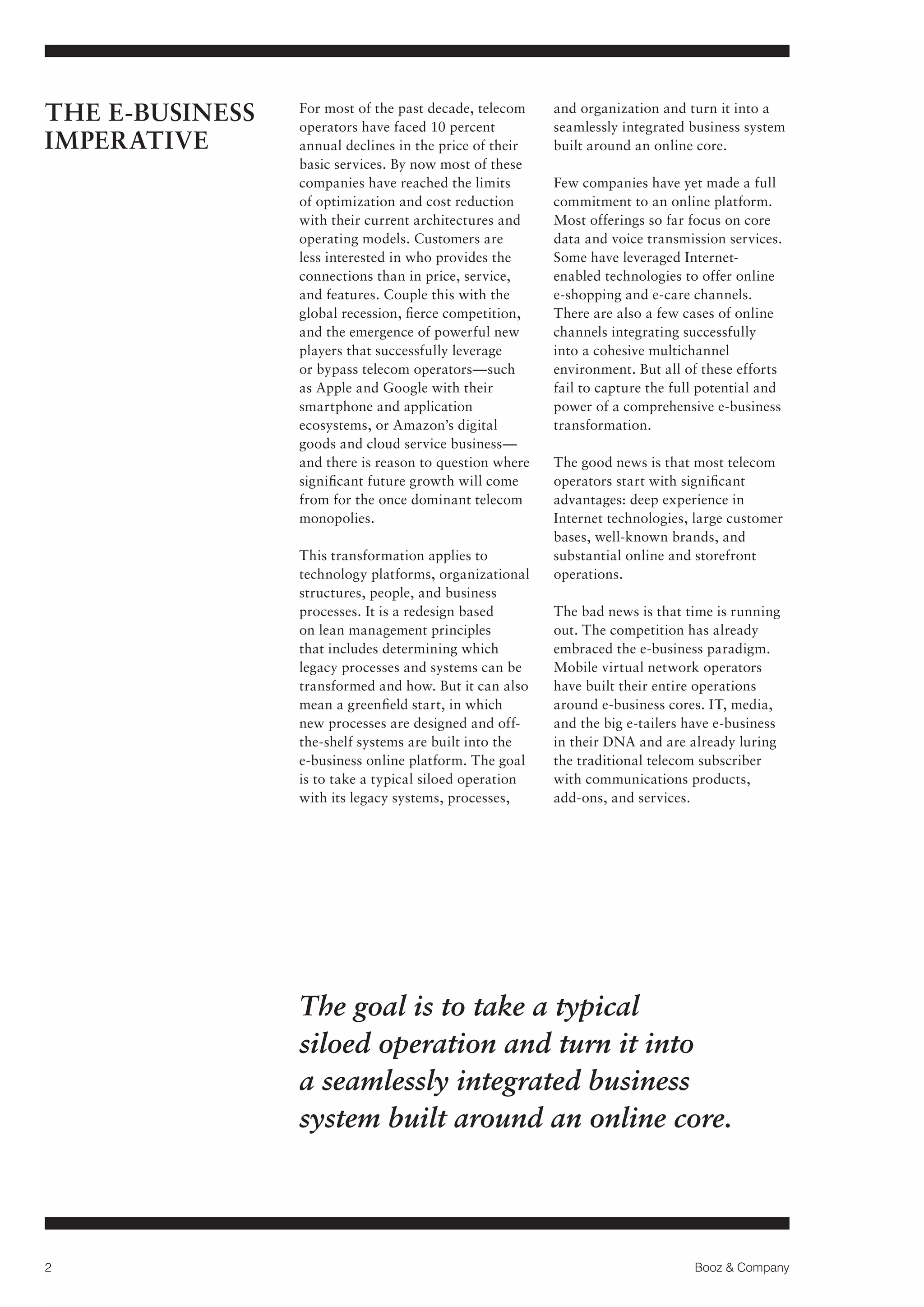 E-Business Transformation: Challenges and Opportunities for Telecom ...