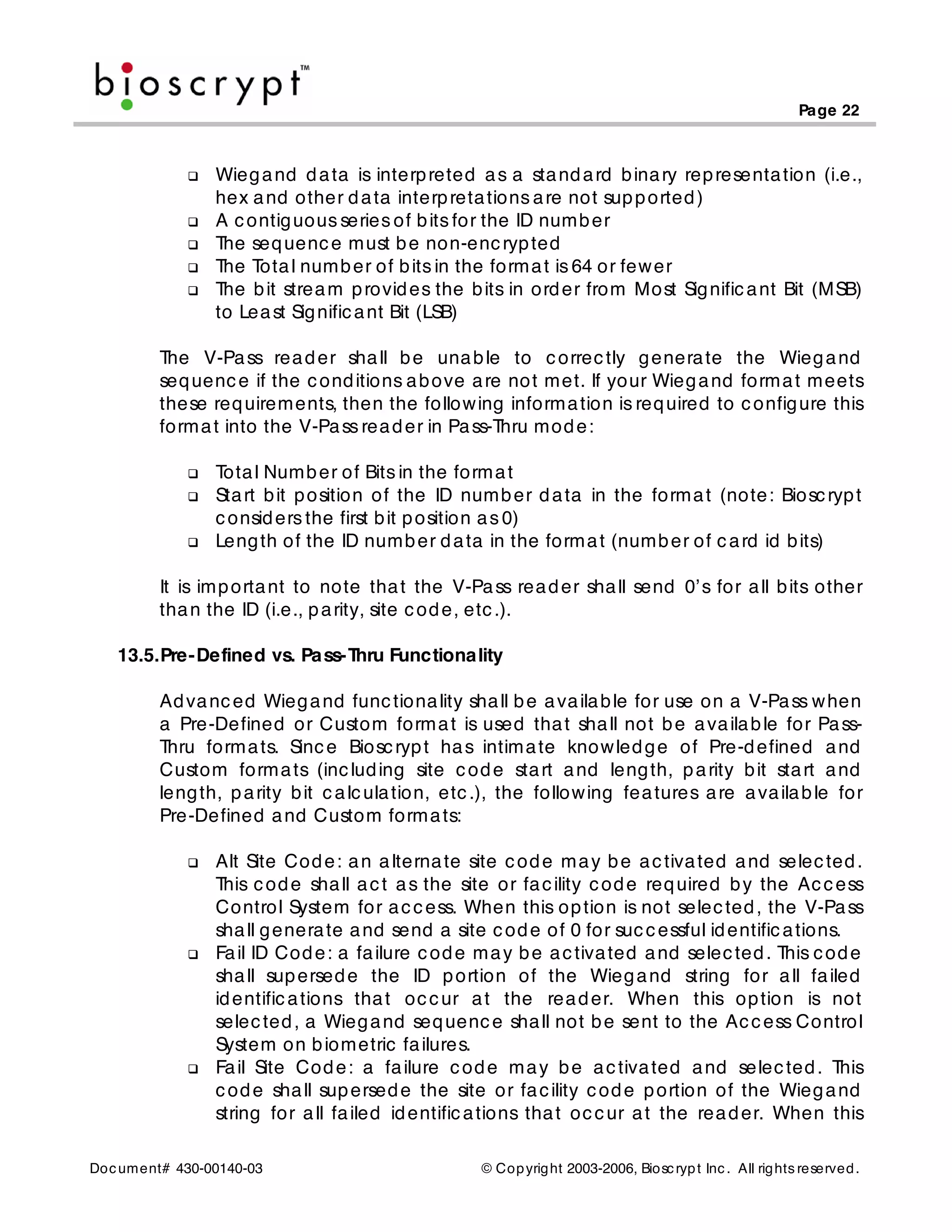 Bioscrypt V-Pass | PDF
