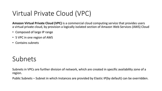 AWS VPC & Networking basic concepts | PPTX | Cloud Computing | Internet
