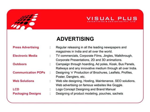 Visual Plus Advertising & Designing Pvt Ltd | PPT