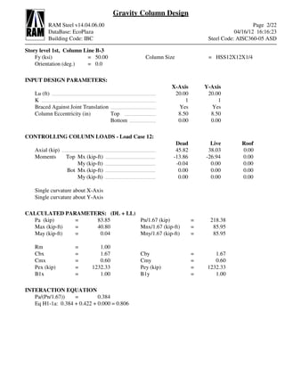 Vpectrl3 ram steel - gravity column design | PDF