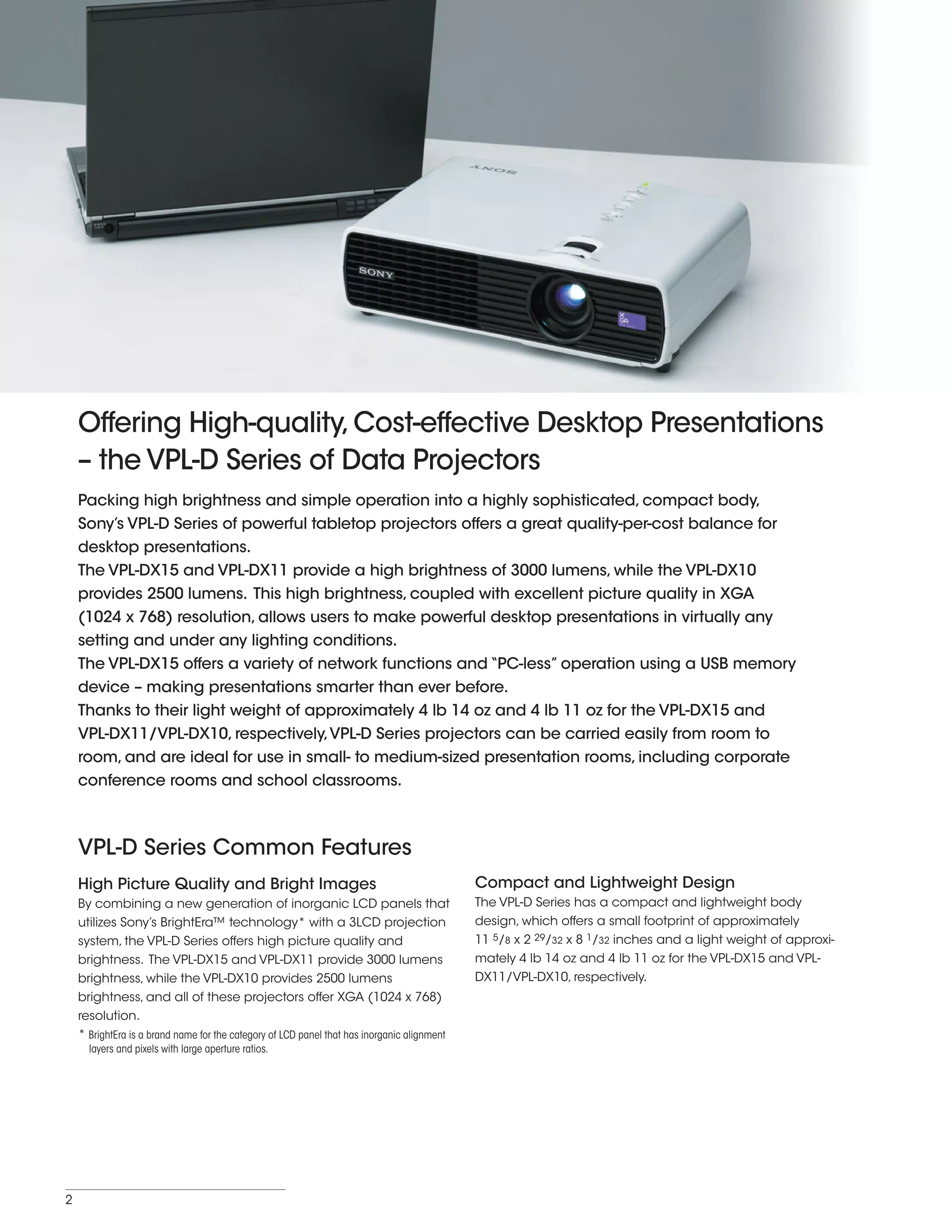Sony VPL-DX Series Projectors | PDF