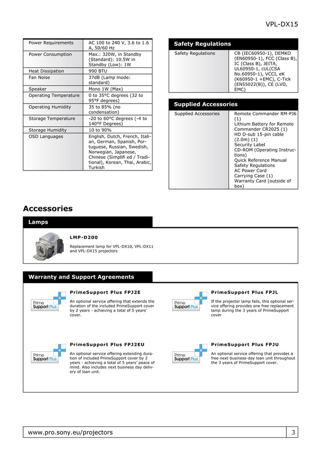 Sony VPL-DX15 | PDF
