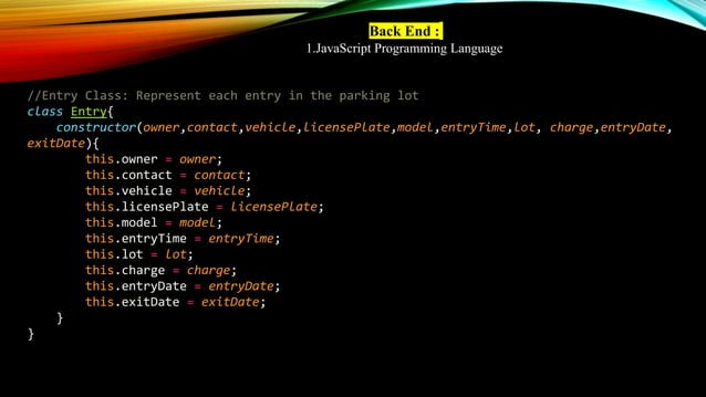 Vehicles Parking Management System project presentation 2020 | PPTX