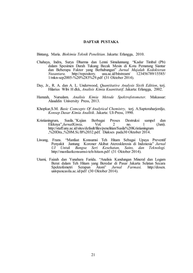 Cara uji timbal (pb) dengan spektrofotometer serapan atom (ssa) nyala | DOCX