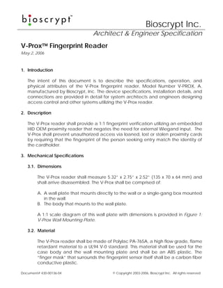 BIOSCRYPT V-PROX | PDF