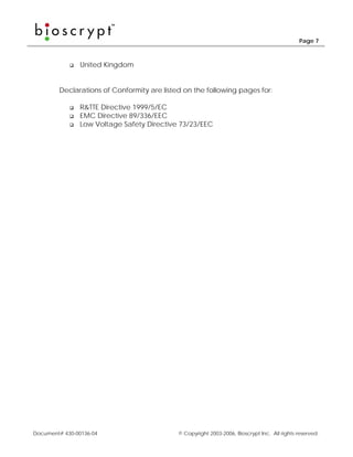 BIOSCRYPT V-PROX | PDF